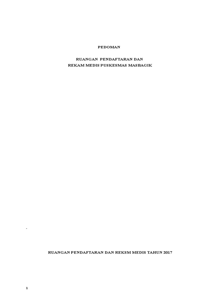 Pedoman Ruang Pendaftaran Dan Rekam Medis - 1 | PDF | Bisnis