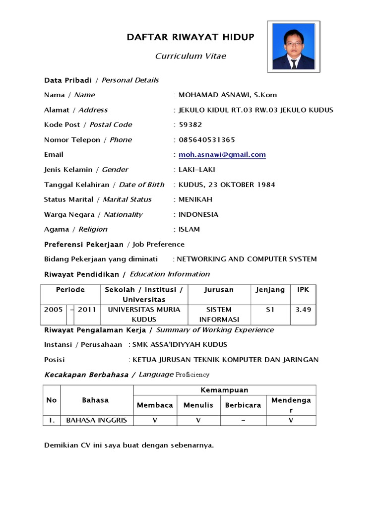 CV Mohamad Asnawi | PDF