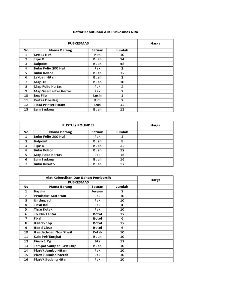 Nota Belanja ATK Dan Bahan Pembersih | PDF