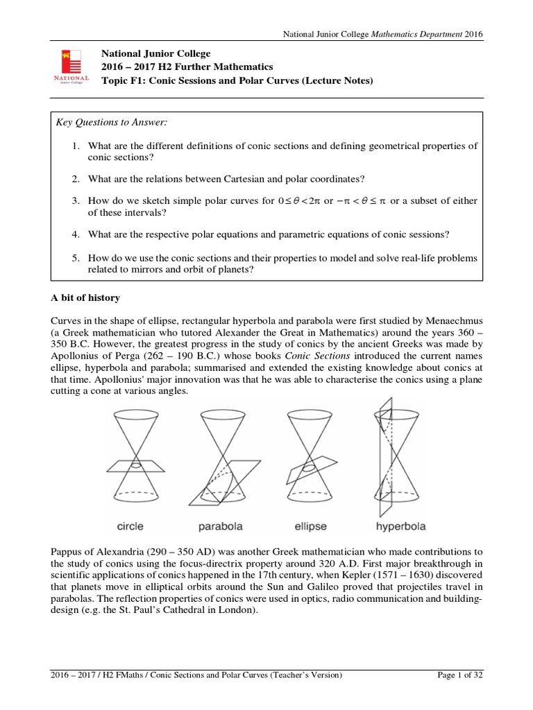 Polar Curves and Conics | PDF | Ellipse | Analytic Geometry