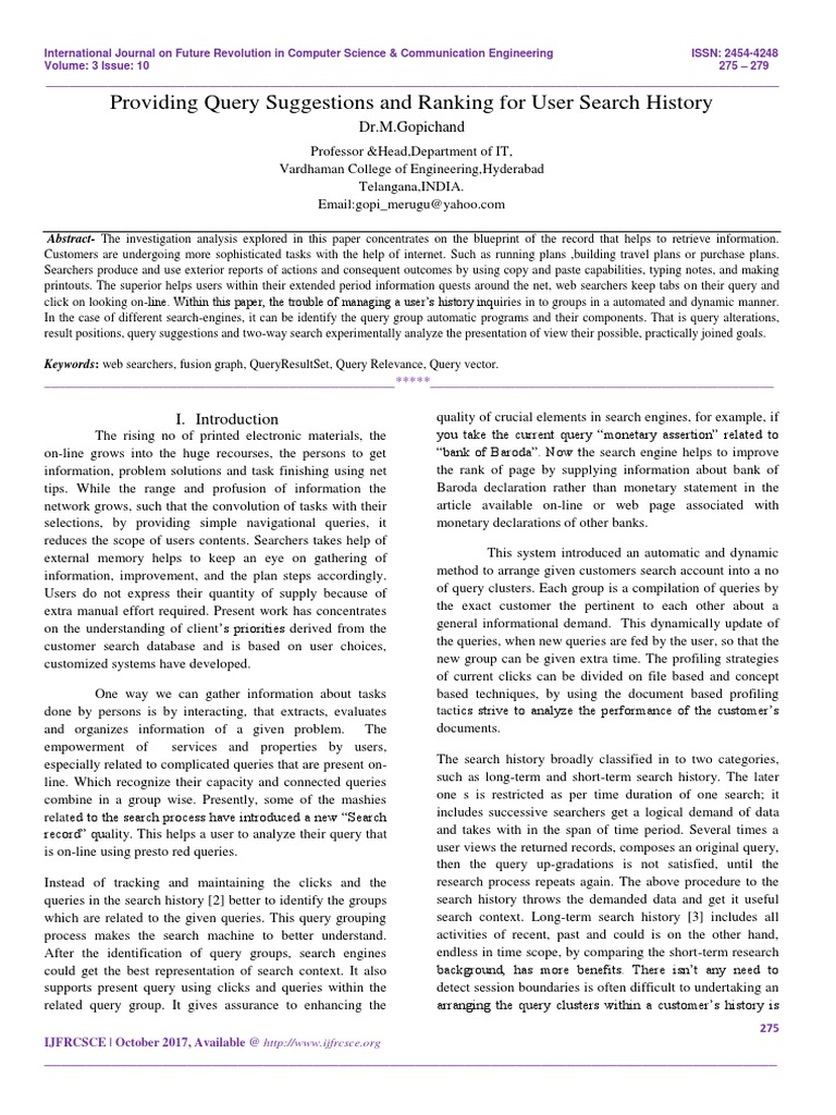Query Suggestions for User Search History | PDF | Information Retrieval ...