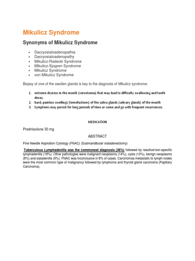 Mikulicz Syndrome | PDF