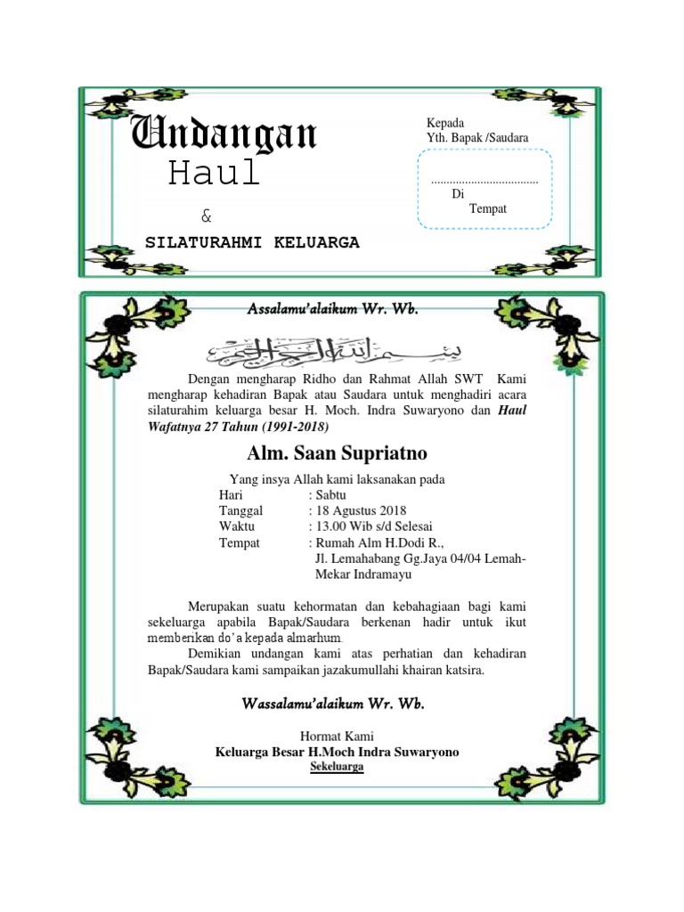 Undangan Haul | PDF