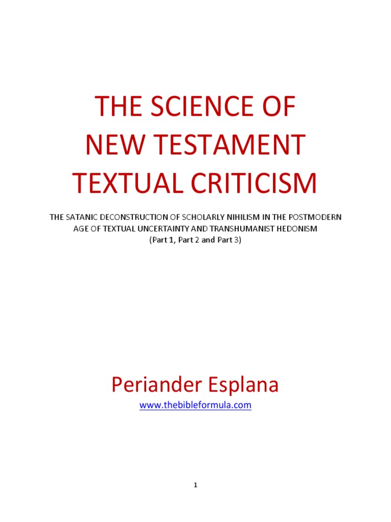 The Science of New Testament Textual Criticism by Periander Esplana ...
