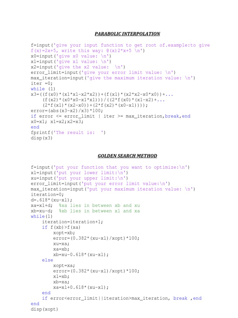 Parabolic Interpolation: While ... .. | PDF
