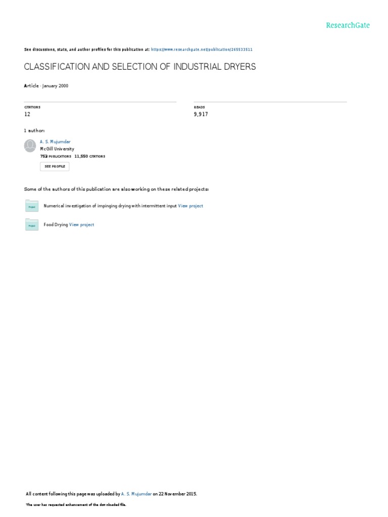 Classification and Selection of Industrial Dryers: A Guide to Choosing the Optimal Drying System ...