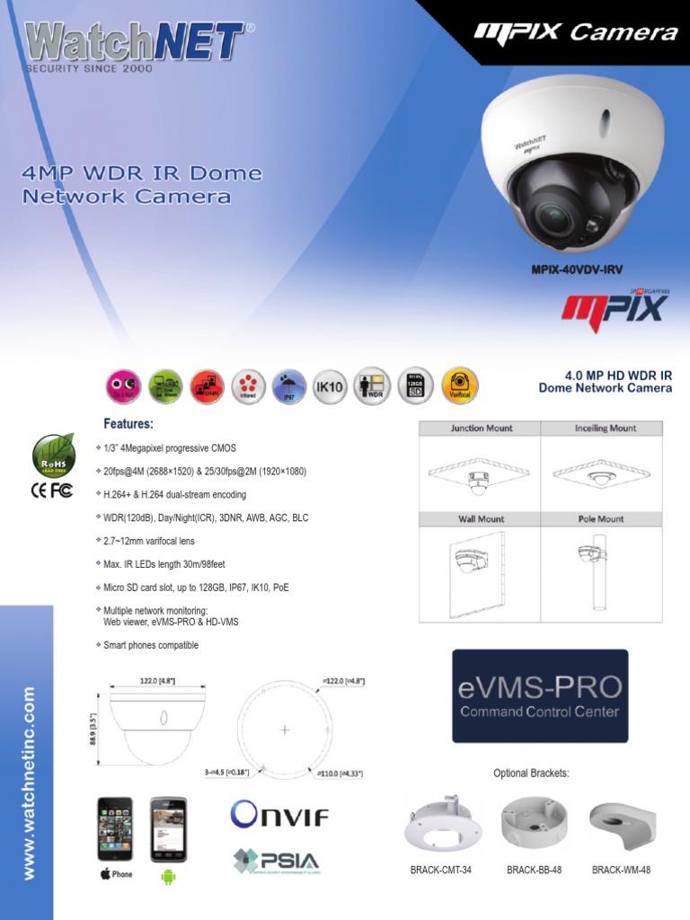 Watchnet Dome Mpix 40vdv Irv | PDF | Camera | Infrared