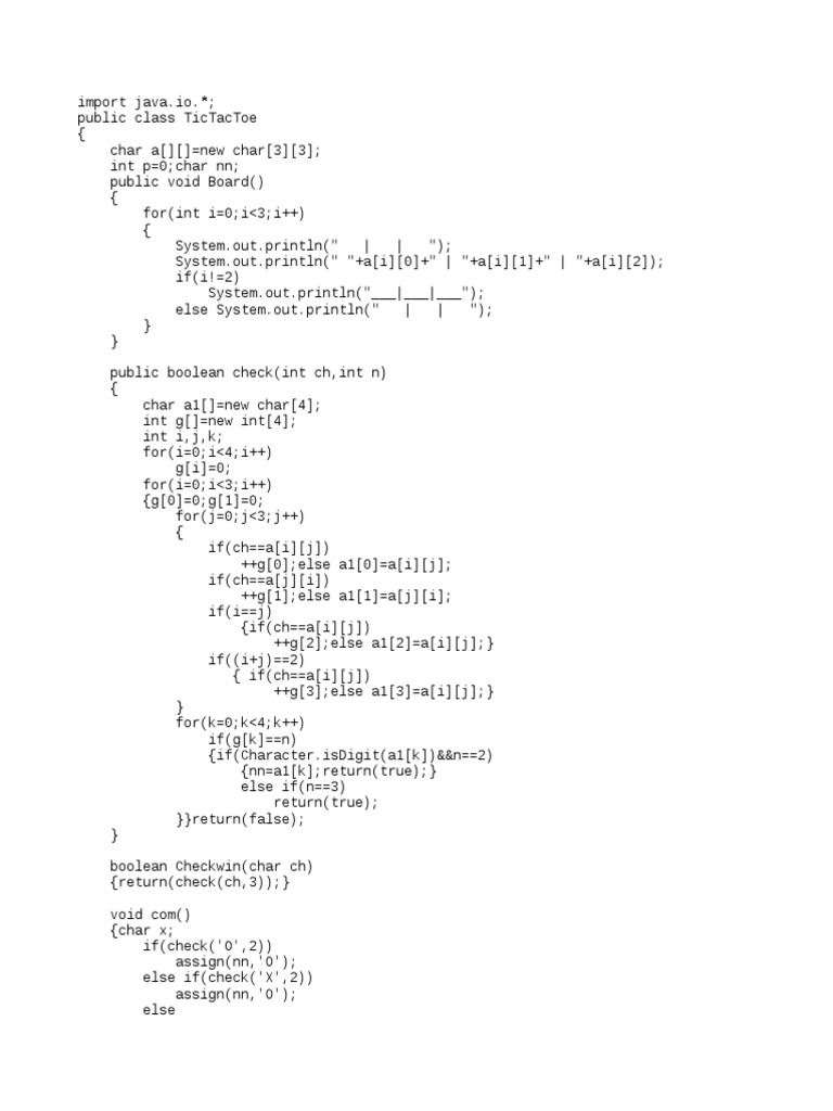 TicTacToe in BlueJ | PDF | Computer Programming | Software Engineering