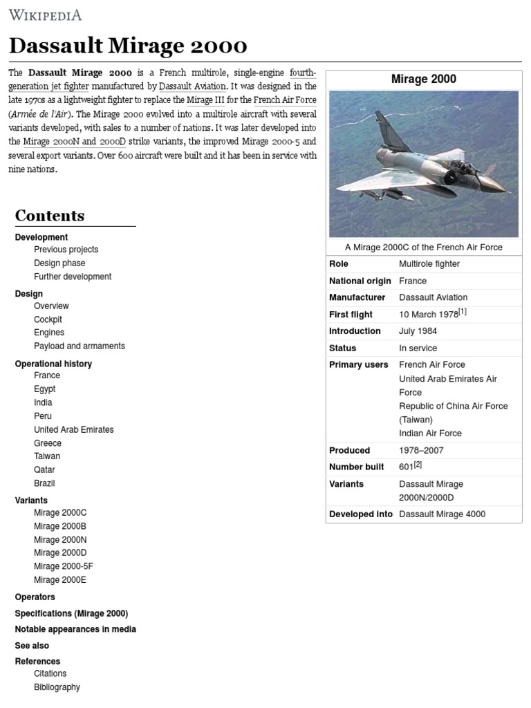 Dassault Mirage 2000 Ingles | PDF | Aerospace | Aerospace Engineering