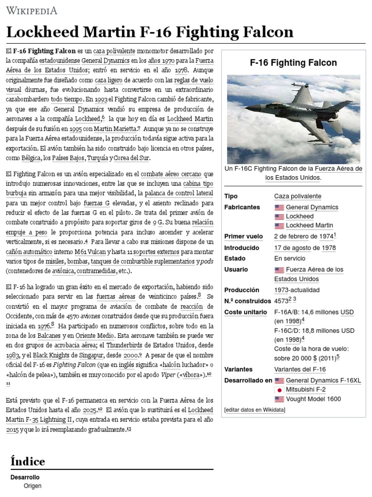 Lockheed Martin F-16 Fighting Falcon | PDF | General Dynamics F 16 ...