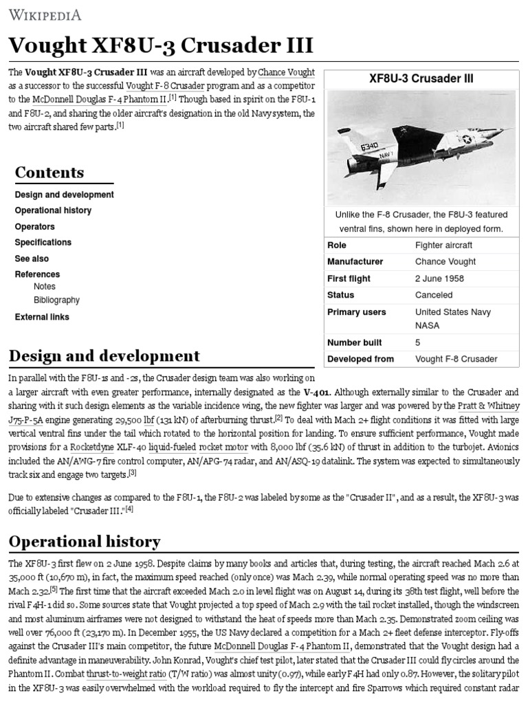 Vought XF8U-3 Crusader III - English | PDF | Monoplane | Aviation
