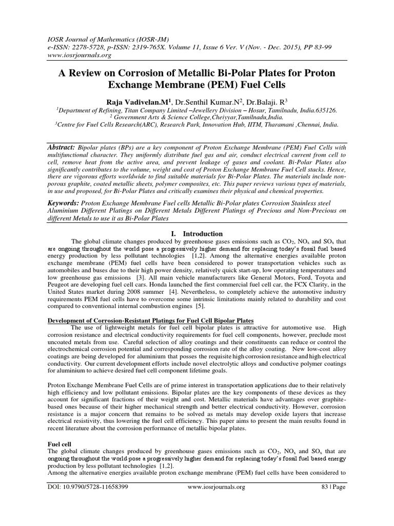 Review Bipolar Plate PEMFC | PDF | Battery (Electricity) | Fuel Cell