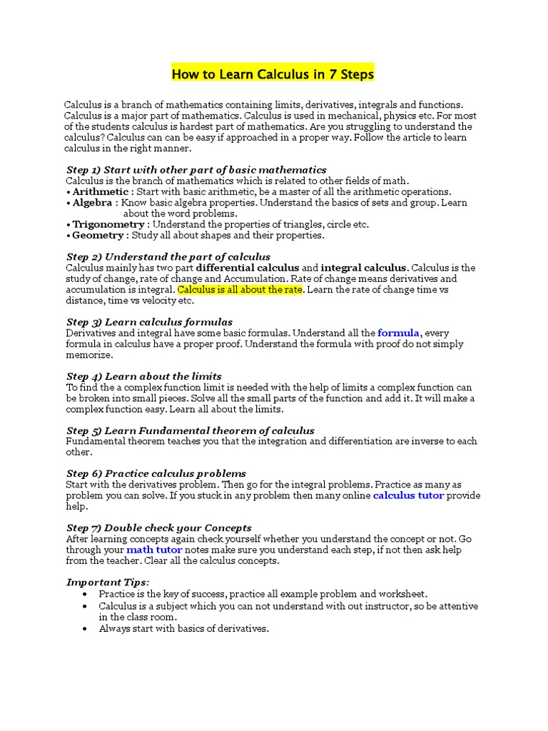 How To Learn Calculus | PDF | Calculus | Integral