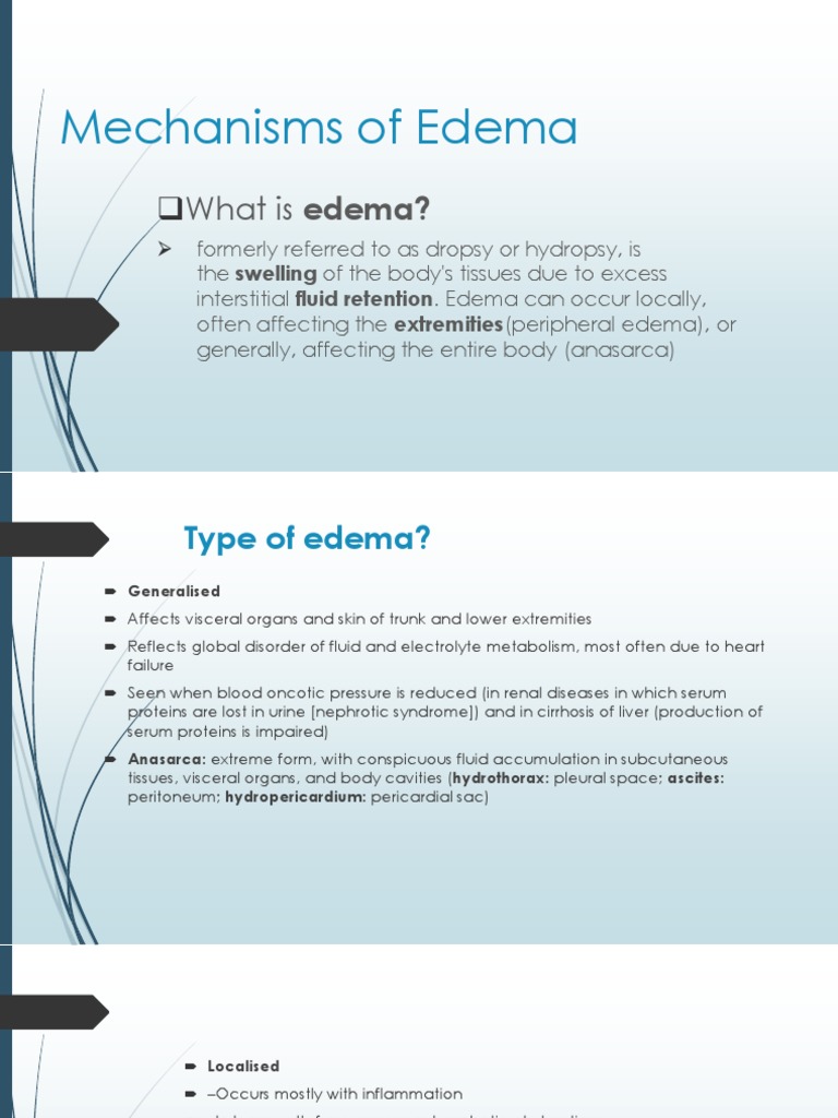 Type of Edema and Its Mechanism | PDF | Edema | Animal Anatomy