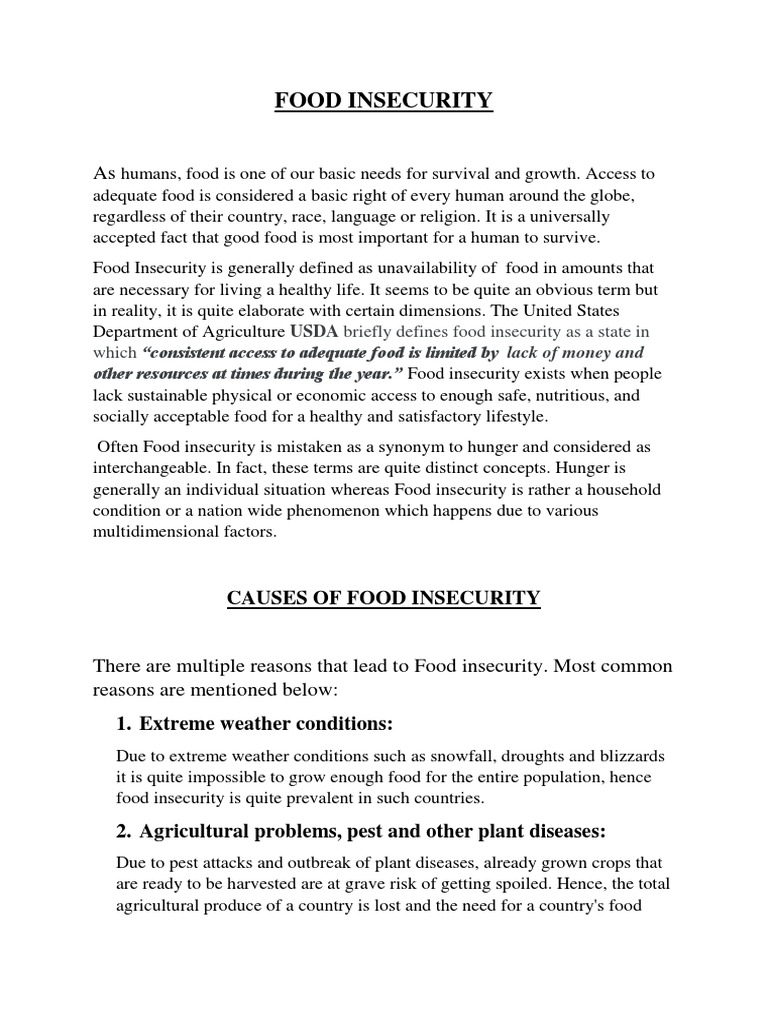 Food Insecurity | PDF | Food Security | Foods