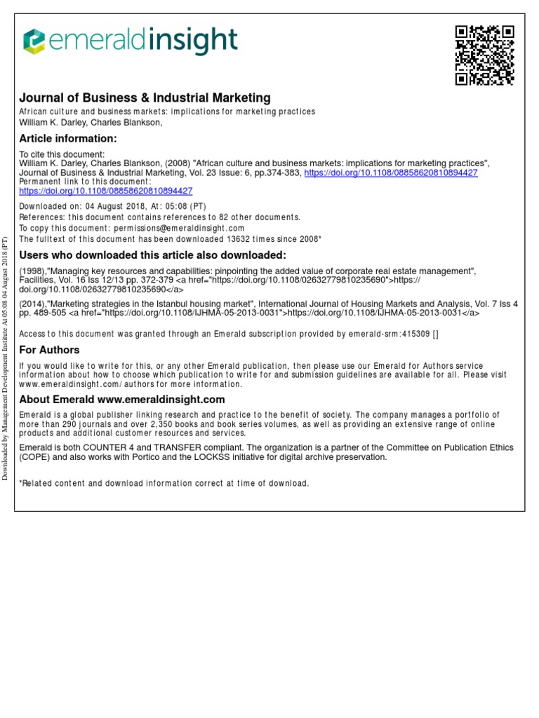Journal of Business & Industrial Marketing: Article Information | PDF ...