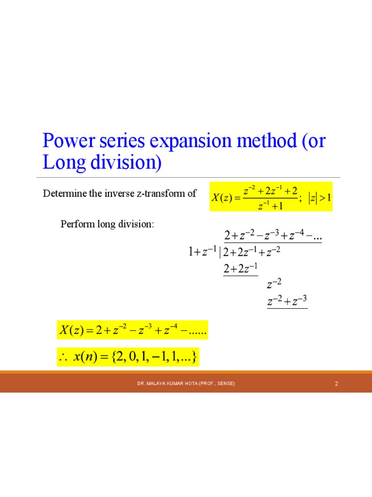 Power Series Expansion Method (Or Long Division) : Determine The ...
