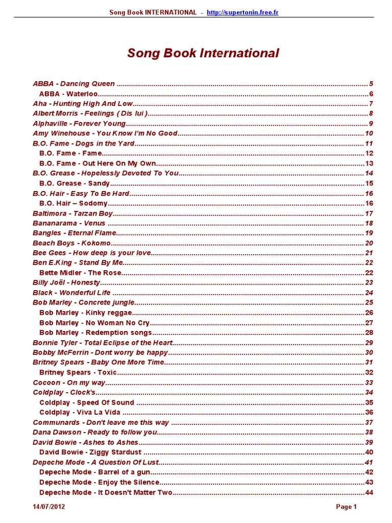 Song Book International | PDF | Songs | Entertainment (General)