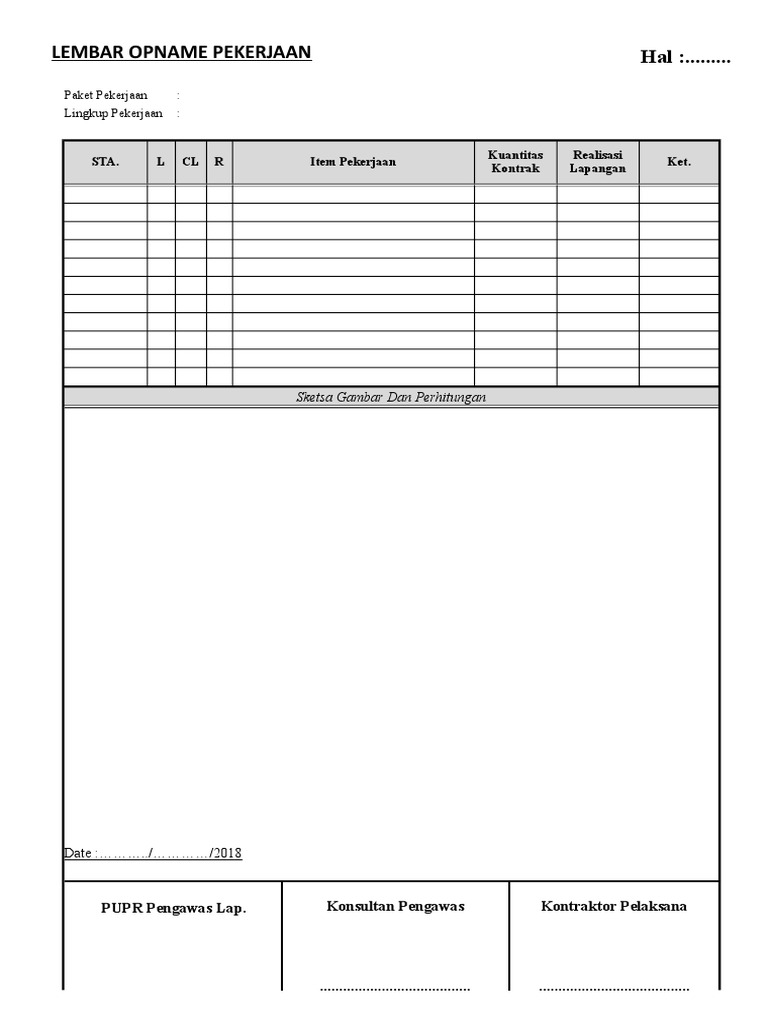 Format Lembar Opname Pekerjaan | PDF