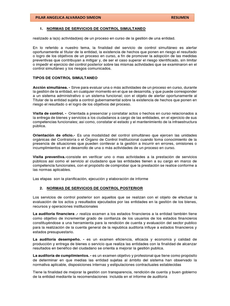 Normas de Control Simultáneo y Posterior | PDF | Auditoría | Economias