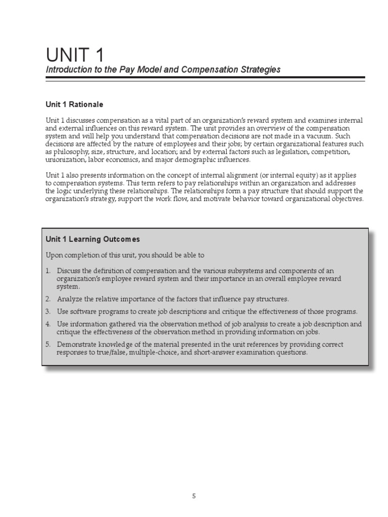 Unit 1: Introduction To The Pay Model and Compensation Strategies | PDF ...