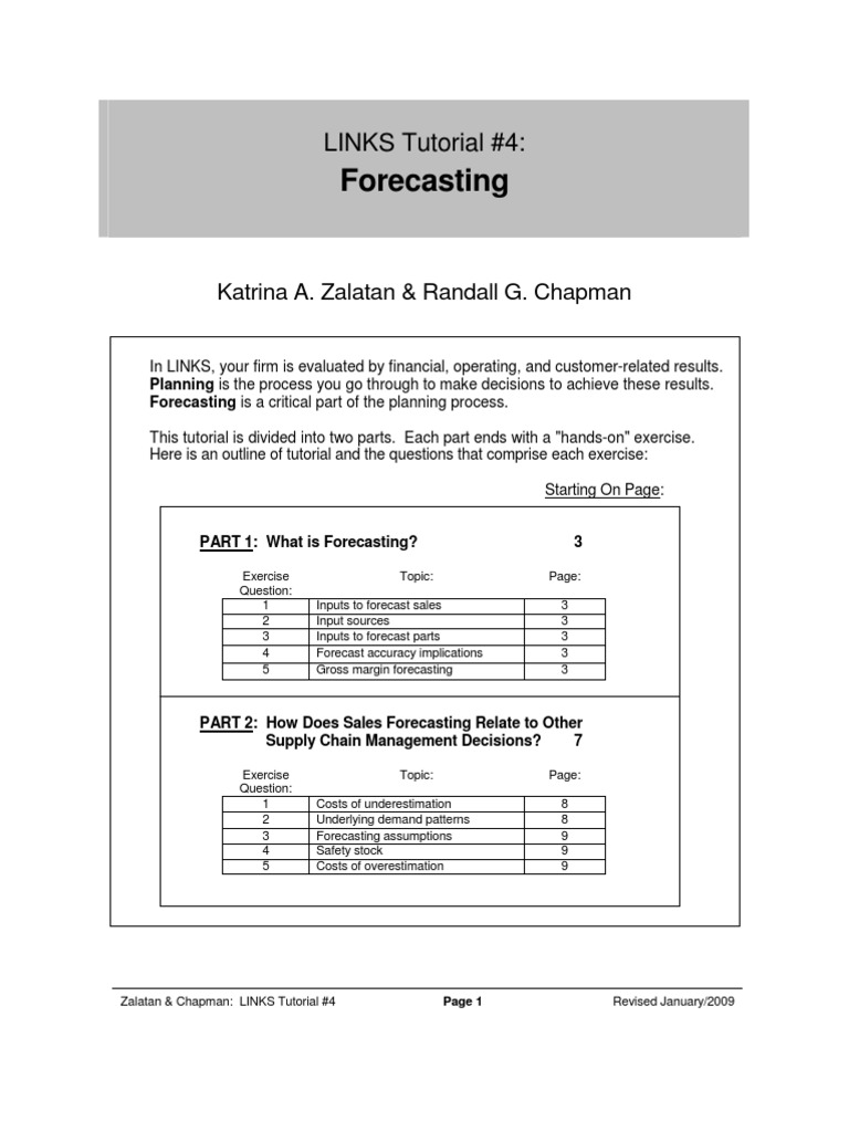 Tutorial - Forecasting | PDF | Supply Chain | Forecasting