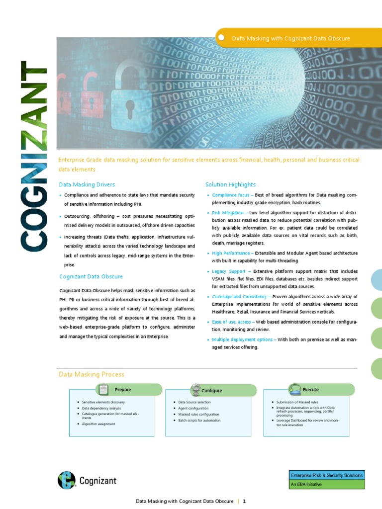 Cognizant Data Obscure Brochure | PDF | Ibm Db2 | Oracle Database