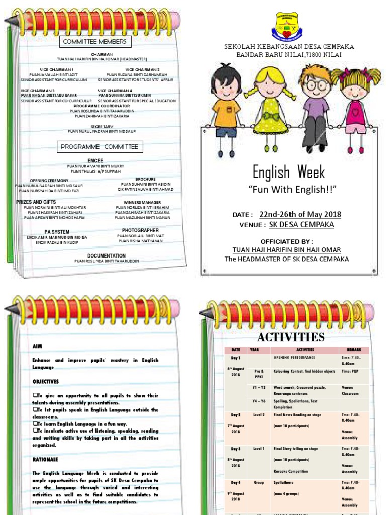 English Week 2018 | PDF | Behavior Modification | Communication