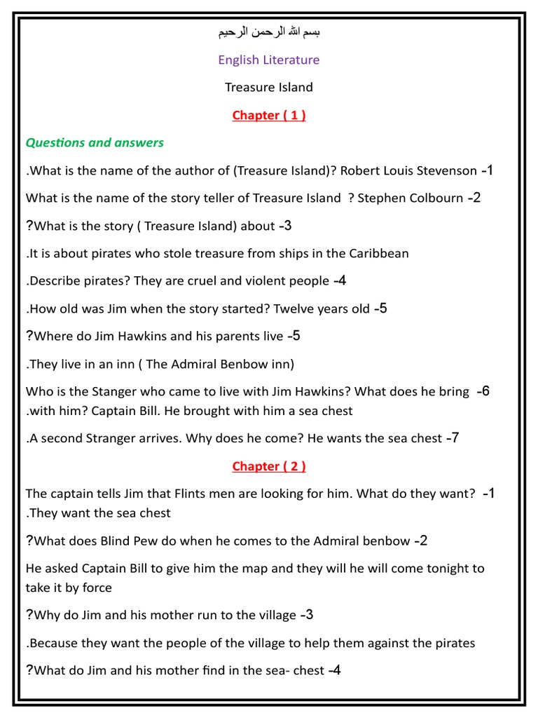 Questions and Answers: Chapter (1) | PDF | Treasure Island | Treasure