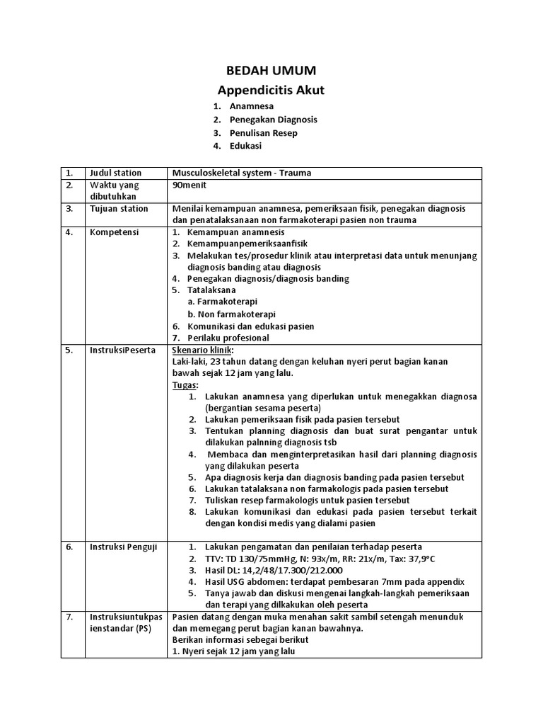 OSCE Bedah Appendicitis | PDF