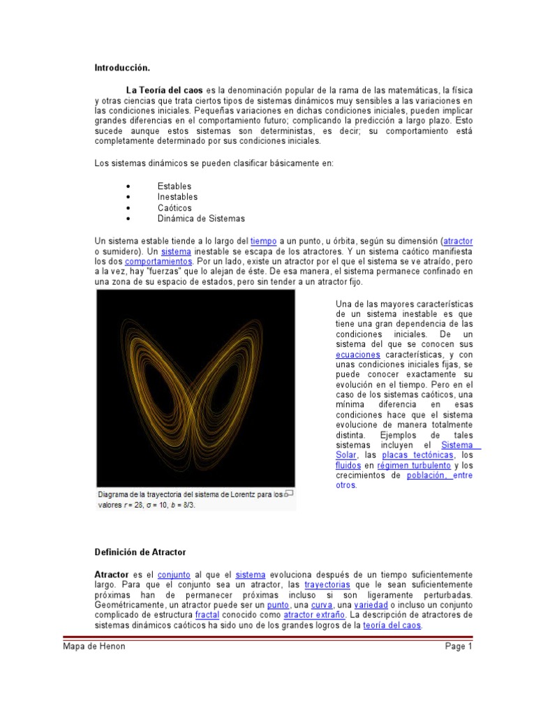 Mapa de Henon | PDF | Atractor | Teoría del caos