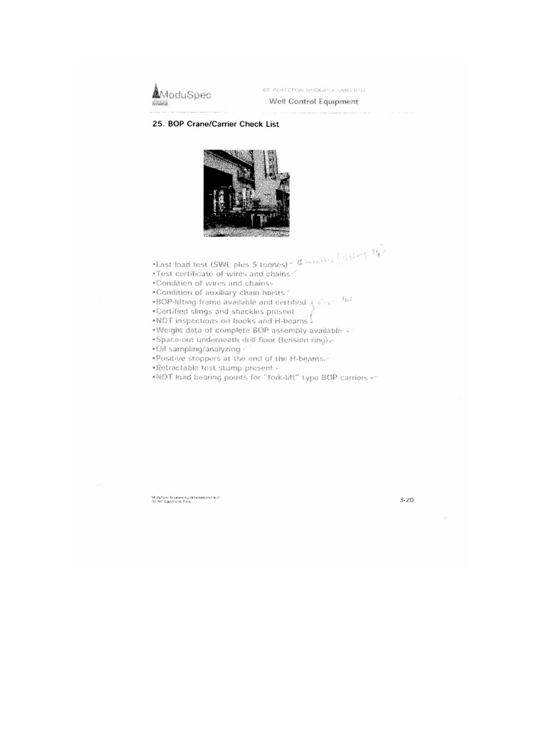 BOP Crane Carrier Check List | PDF