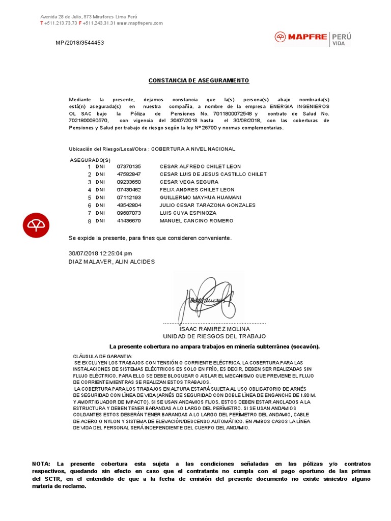 SCTR Julio | PDF | Póliza de seguros | Naturaleza