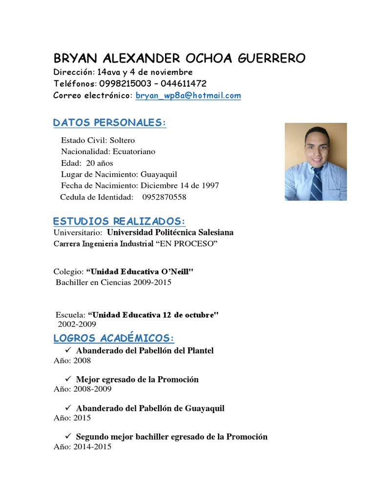 Curriculum Bryan | PDF