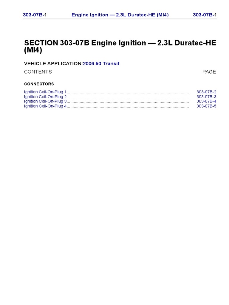 303-07B-Engine Ignition - 2.3L Duratec-HE (MI4) 303-07B | PDF