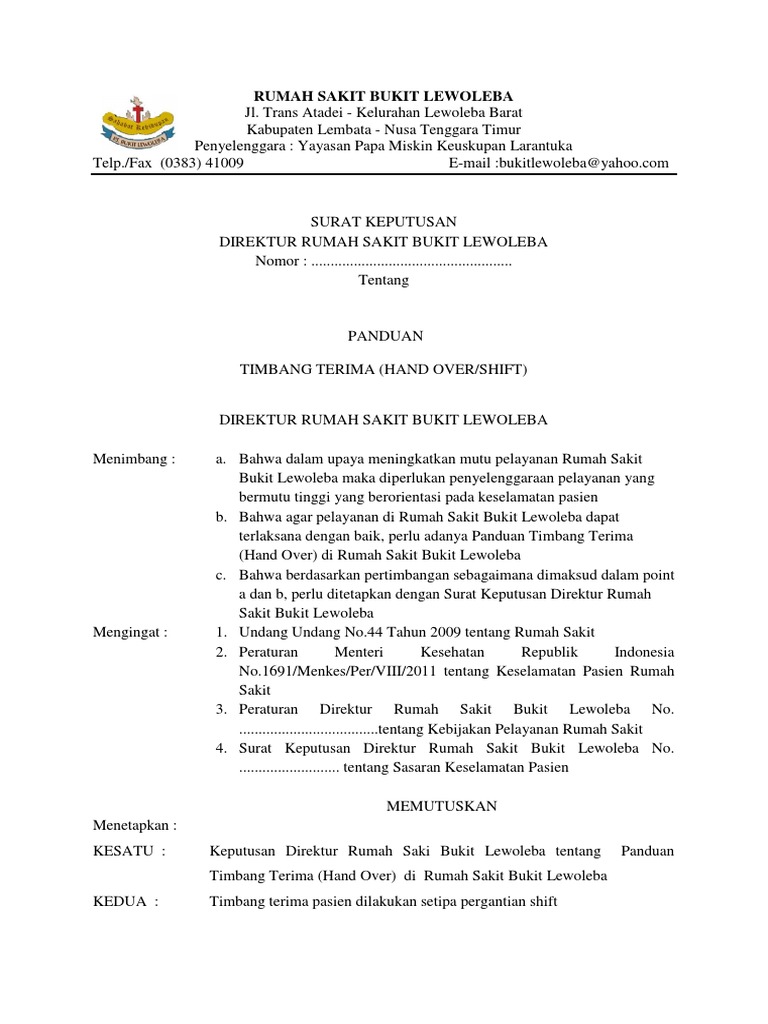 SK Panduan Hand Over | PDF