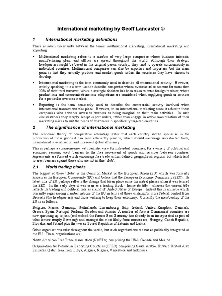 Marketing Notes 5-International Marketing Handout | PDF | Dumping ...