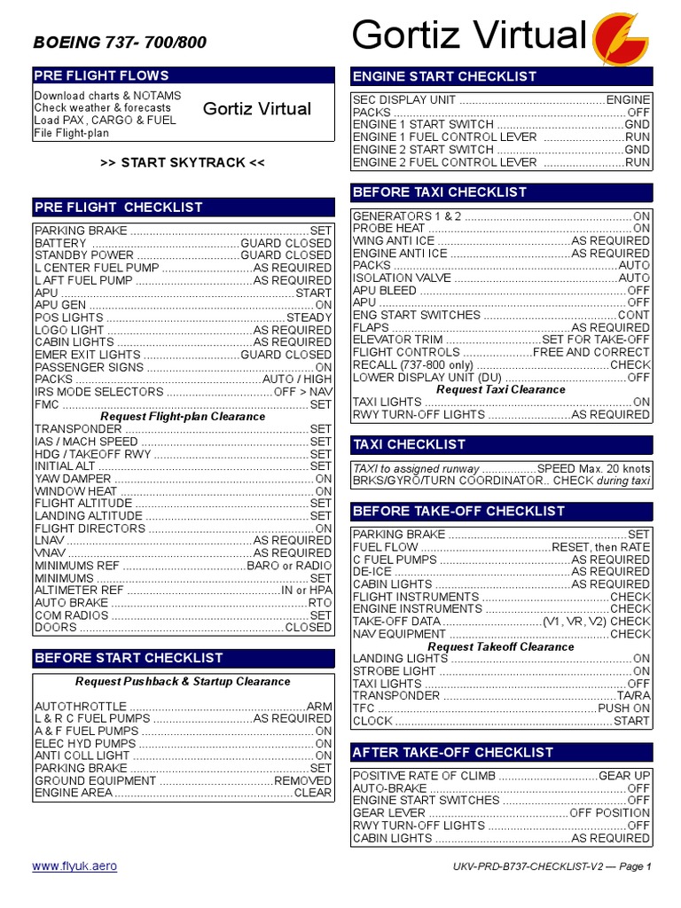 738 Checklist | PDF | Takeoff | Aerospace