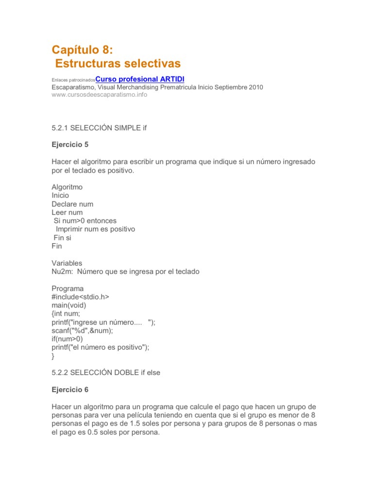 Capítulo 8 Estructuras Selectivas | PDF | Algoritmos | Programación de ...