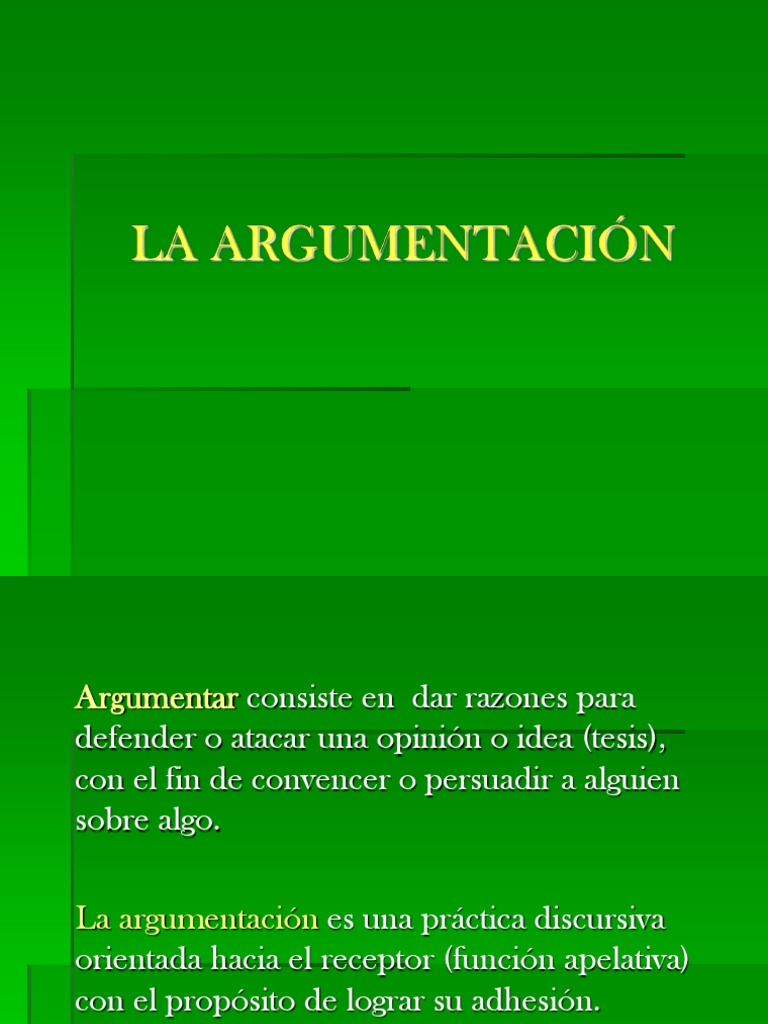 Presentacion La Argumentacion | PDF | Teoría de la argumentación | Ensayos