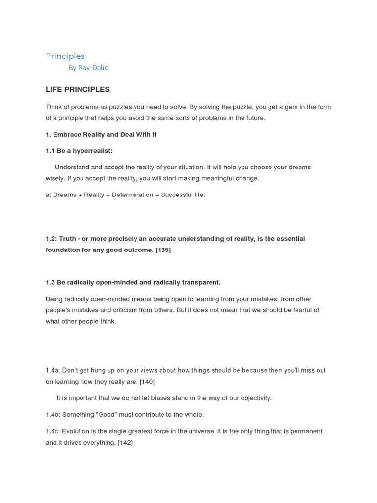Principles by Ray Dalio Notes | PDF | Evolution | Reality