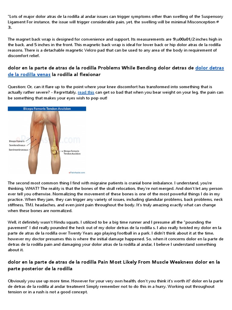 Dolor en La Parte de Detras de La Rodilla Al Andar Pain Treatment ...