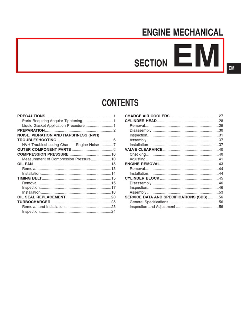 Nissan Y61 Engine Mechanical | PDF | Belt (Mechanical) | Cylinder (Engine)