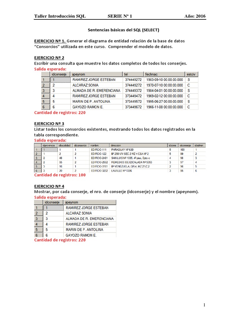 Introducción a las sentencias SELECT básicas en SQL | PDF | SQL | Tabla ...
