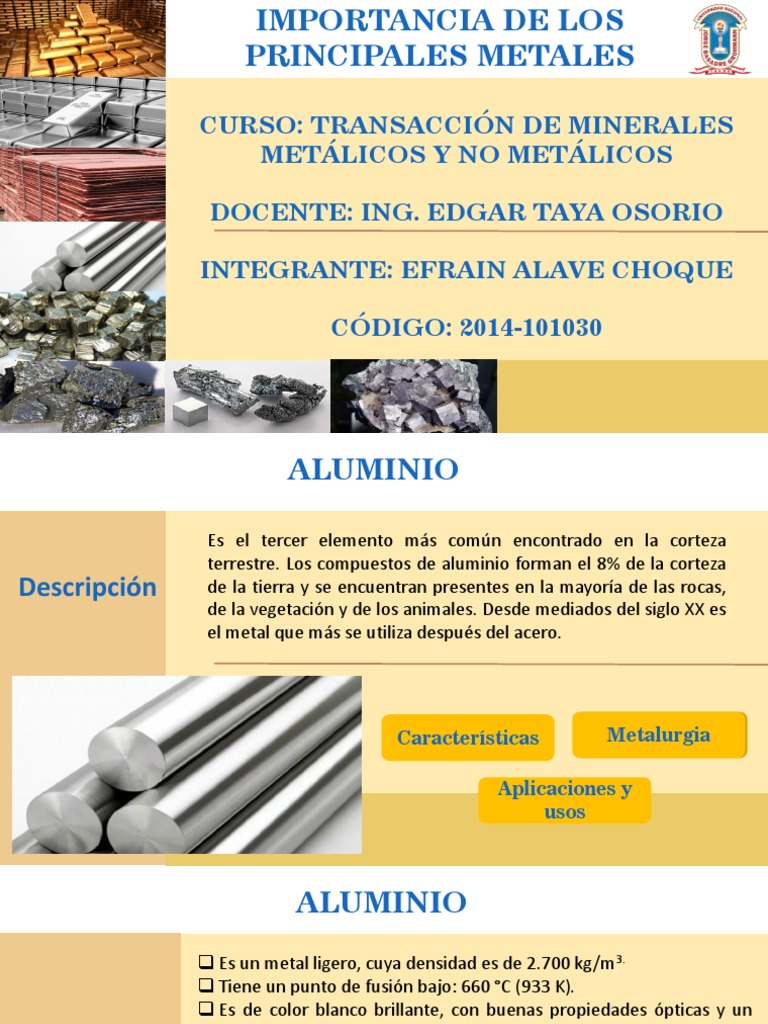 Presentación Importancia de Los Metales PDF | Cobre | Estaño