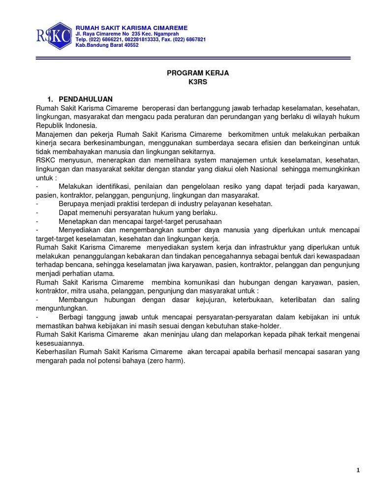 Program Kerja k3rs | PDF