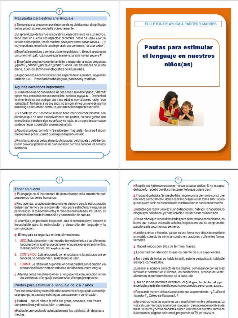 Folleto-Pautas para Estimular El Lenguaje en Tus Hijos | PDF ...