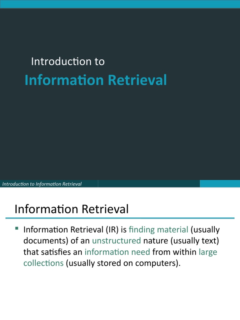Introduction To: Information Retrieval | PDF | Information Retrieval ...