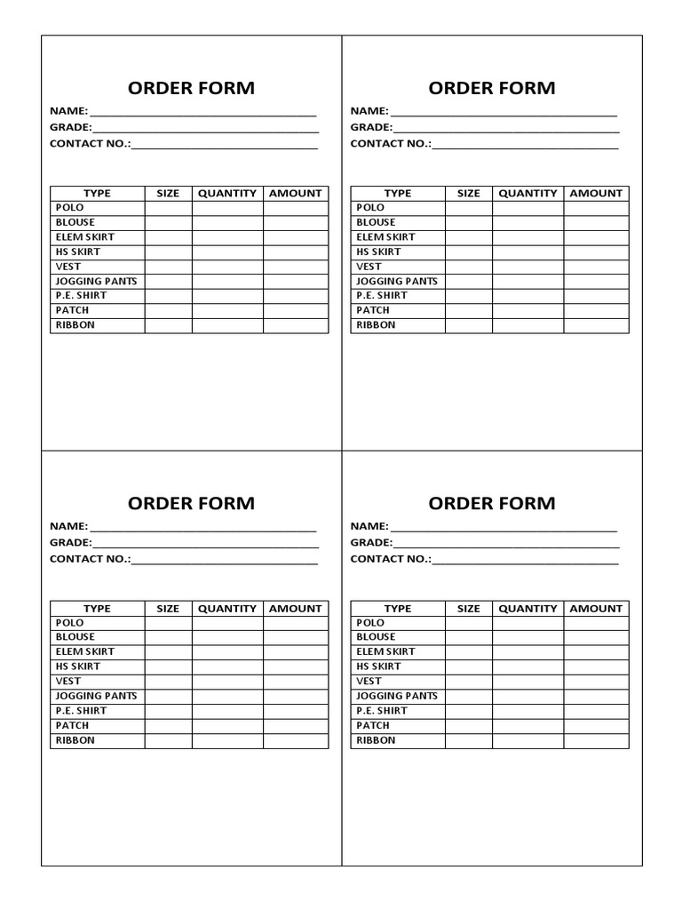 Order Form Order Form | PDF