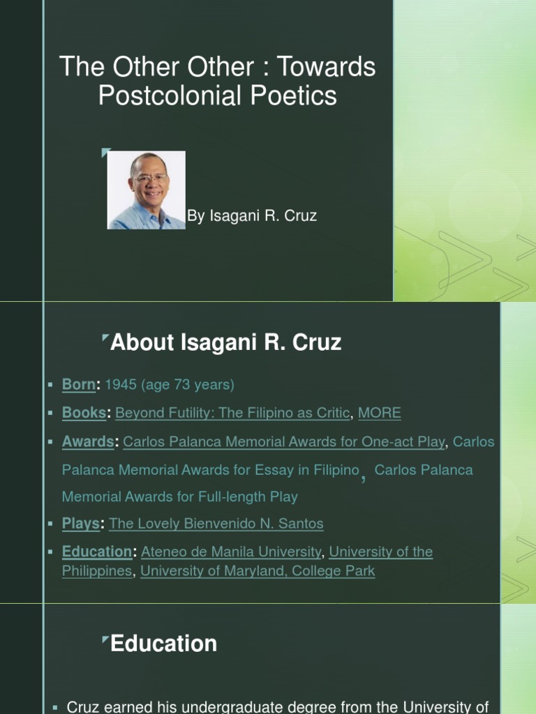 The Other Other: Towards Postcolonial Poetics: by Isagani R. Cruz | PDF ...